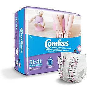 Comfees Girl Training Pants, Size 4T-5T, White, 114 Count