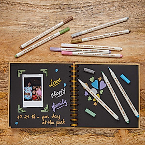 Vexko Scrapbook Bullet Journal Kit: 1 Scrapbook: [7X7 Inches] 20 Sheets, Hardcovers, Black Pages + Scrapbook Supplies: 5 Stencils, 10 Metallic Markers, 3 Sheets of Photo Corners | DIY Photo Album