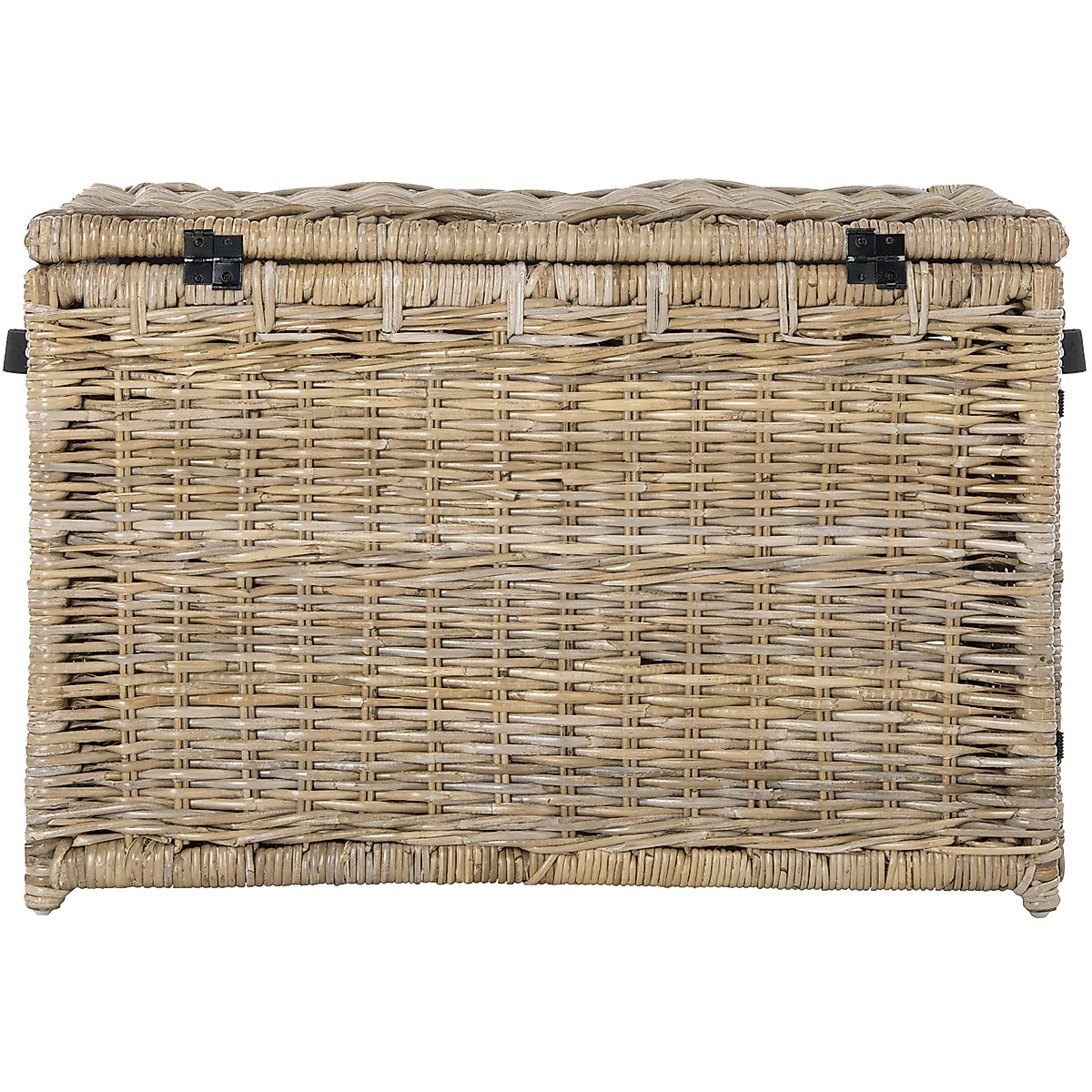 happimess HPM9004B Michael 35" Wicker Storage Trunk, Collapsible for flat storage, Rattan-Kubusoft Gray, Coastal for Office, Dorm Room-LivingRoom, Bedroom, Dining Room, Natural
