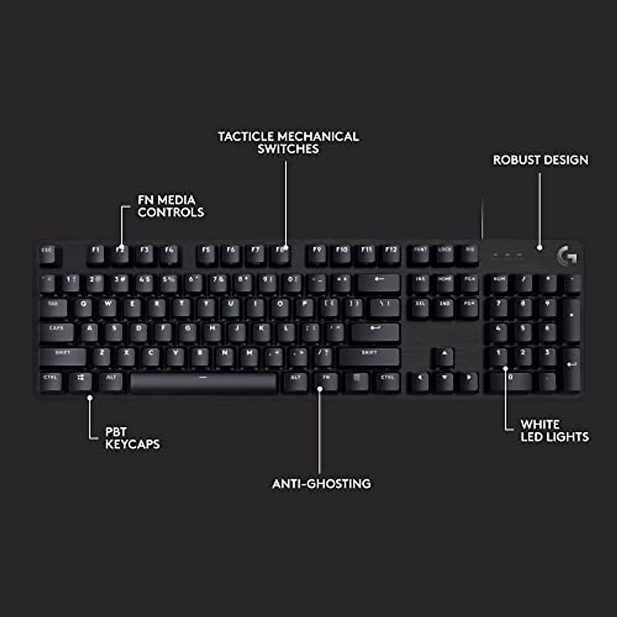 Logitech G413 SE Full-Size Mechanical Gaming Keyboard - Backlit Keyboard with Tactile Mechanical Switches, Anti-Ghosting, Compatible with Windows, macOS - Black Aluminum