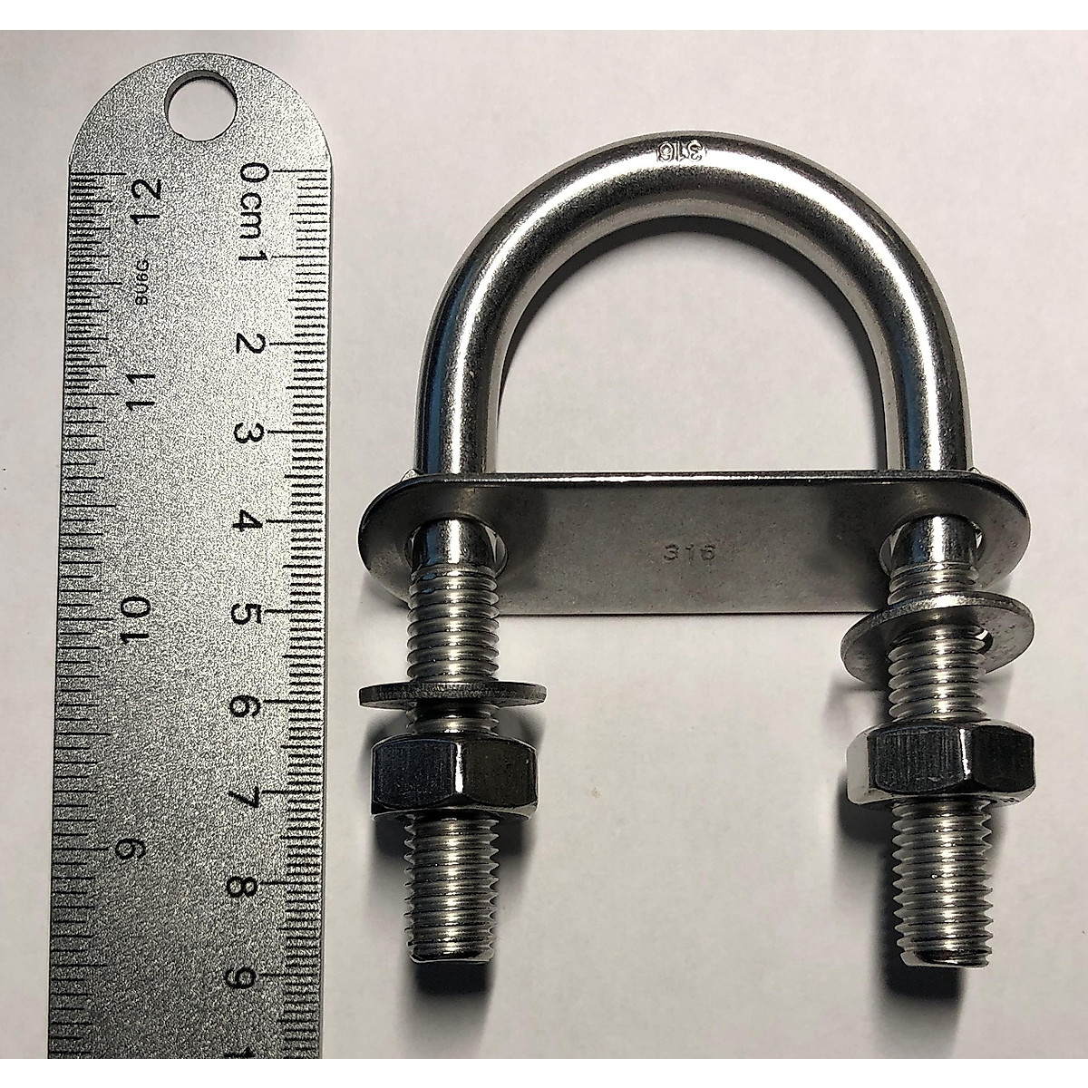 US Stainless Stainless Steel 316 UBolt M10 (3/8") by 90mm Marine Grade