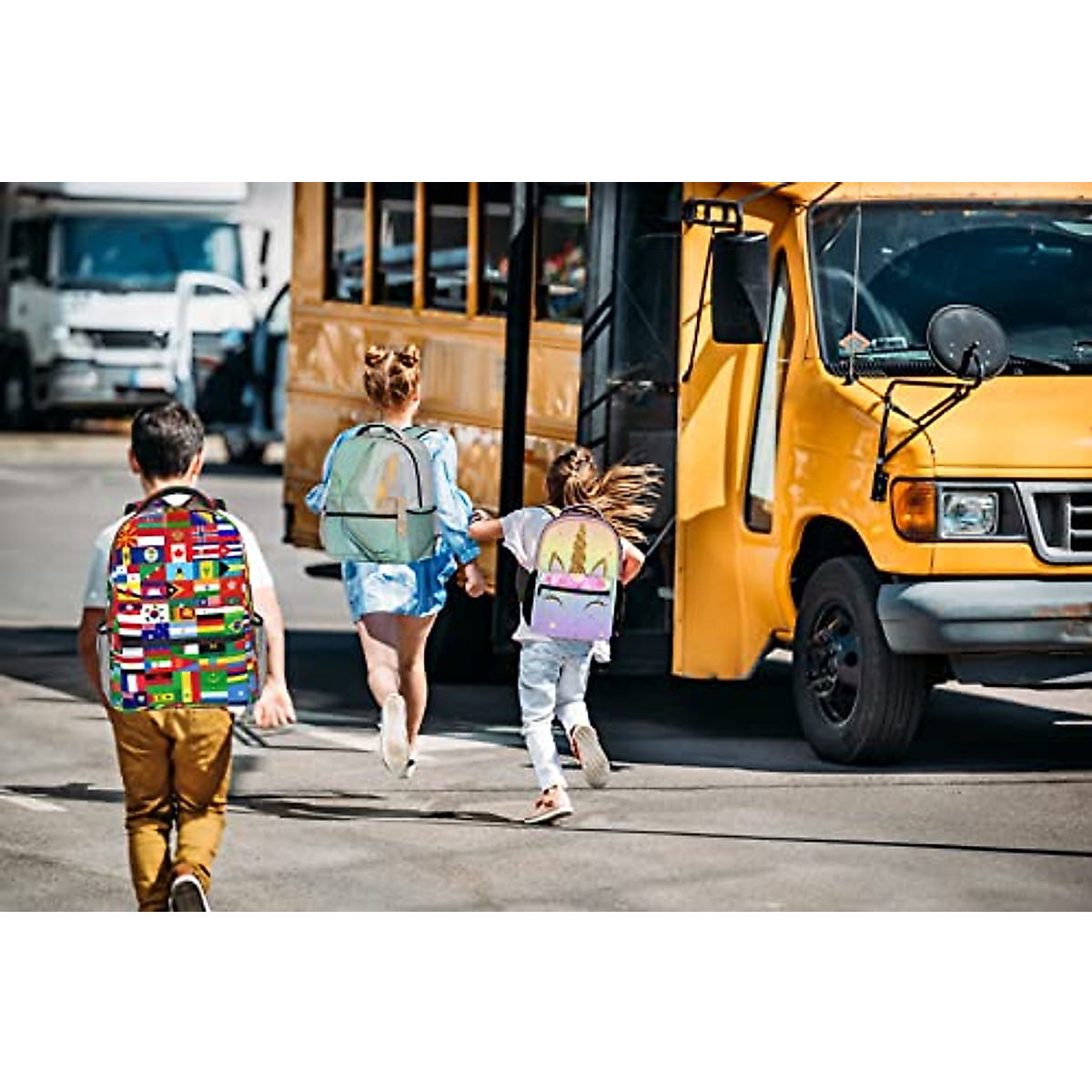 Worlds Flag School Computer Backpacks Book Bag For Boys Girls Travel Hiking Camping Daypack