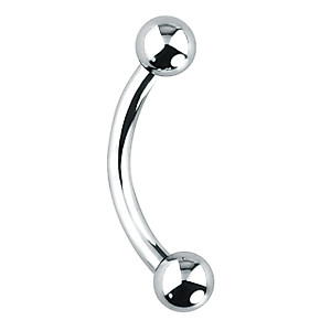 Forbidden Body Jewelry Eyebrow Jewelry, Curved Barbell Piercing Jewelry, Snake Eyes Tongue Rings, 14g 10mm Internally Threaded Surgical Steel Curved Piercing Barbell 4mm balls