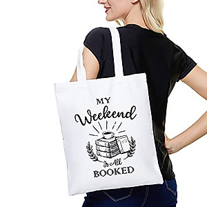 Ihopes My Weekend Is All Booked Reusable Tote Bag | Library Canvas Tote Bag Bag Gift for Men Women Friends