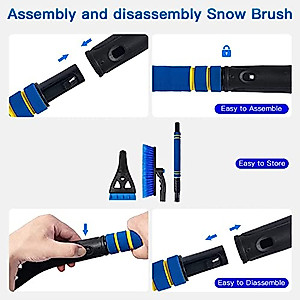 Kairiyard Ice Scrapers for Car Windshield, Upgraded 31 Inch Snow Scraper and Brush Combo Extendable 360° Pivoting Ice Snow Removal Tool for Car, Truck, SUV, Christmas(Blue)