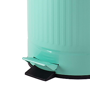 Mint Green Trash Can with Lid, Turquoise Bathroom Bedroom Waste Basket Soft Close, Small Teal Garbage Can, Retro Vintage Home Office Trash Can, 12 Liter/3 Gallon, Glossy Mint Green