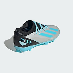 adidas X Crazyfast Messi.3 Firm Ground Sneaker, Silver Metallic/Bliss Blue/Core Black, 5.5 US Unisex Big Kid