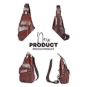 Sling Bag Small Purse Leather for Women Men Crossbody Bag Chest Bags Shoulder Backpack Cross Body Water Resistant