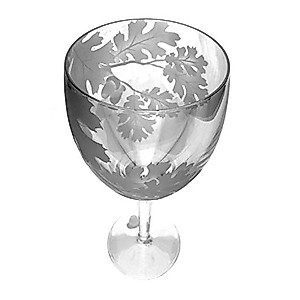 IncisoArt Hand Etched Italian Crystal Goblet Sandblasted (Sand Carved) Handmade Wine Water Glass Engraved (Oak Leaves Acorn Nut, 340 Milliliter (11.5 Ounce) White Wine)