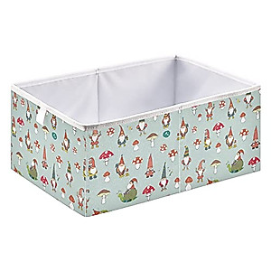 Wudan Fairytale Gnome Dwarf Elf Doodle Storage Basket Bin Foldable Storage Box Hamper Dog Toy Bin for Pillows Nursery Home Closet Organizing Deco