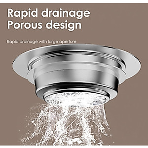 IKY Upgraded 3 in 1 Kitchen Sink Drain Strainer and Stopper Combo,Stainless Steel Metal Kitchen Sink Stopper,Kitchen Drain Strainer Stopper for US Standard 3-1/2 Inch Drain