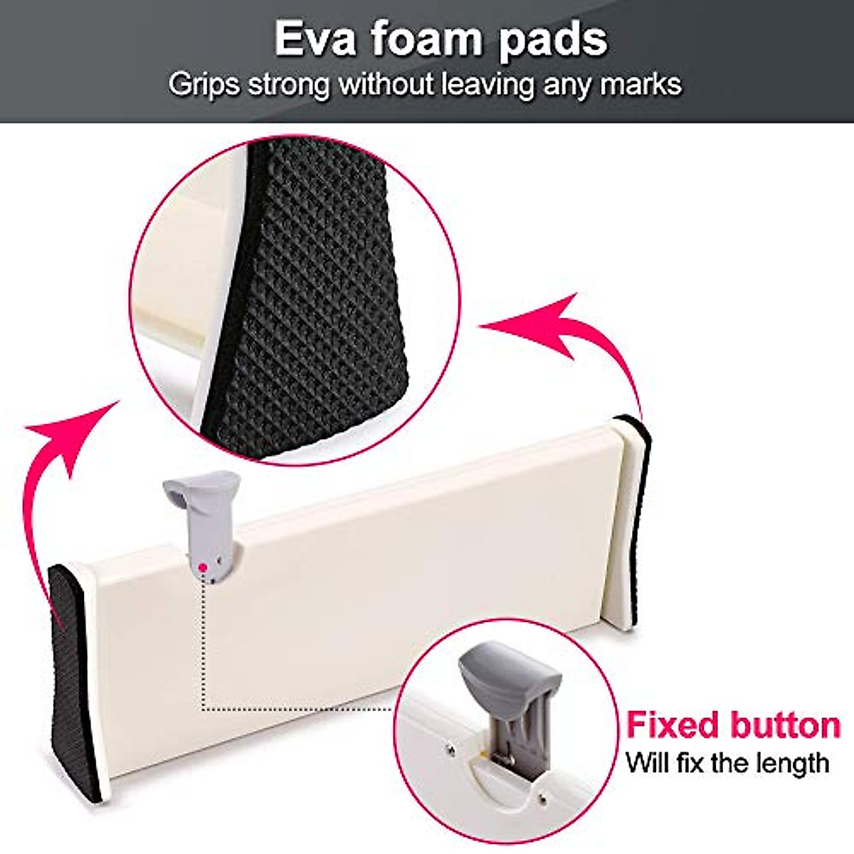 Drawer Dividers Organizer 9 Pack, Adjustable Separators 4" High Expandable from 11-17" for Bedroom, Bathroom, Closet, Clothing, Office, Kitchen Storage, Strong Secure Hold, Foam Ends, Locks in Place