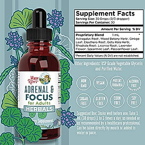 USDA Organic Astragalus Root Liquid Drops & USDA Organic Adults Adrenal & Focus Support Bundle by MaryRuth's | Immune Support, Focus, and Cardiovascular Support | Ginkgo Biloba | Brain & Memory Drops