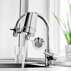 iSpring DF2-CHR Faucet Water Filter for Kitchen, Bathroom, or RV Sink, 500 Gallons Long Life, Chrome Finish