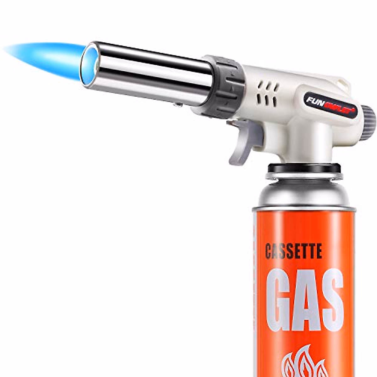 FunOwlet Butane Torch Lighter + Butane Torch Head, Culinary Torches Chef Cooking Professional Adjustable Flame with Reverse Use for Creme, Brulee, BBQ, Baking, Jewelry