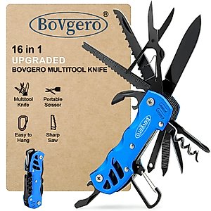 Bovgero Multitool Knife, 16 in 1 Pocket Knife, Handmade Multi Tool Knife, Gift for Men boyfriend dad him husband, Blue