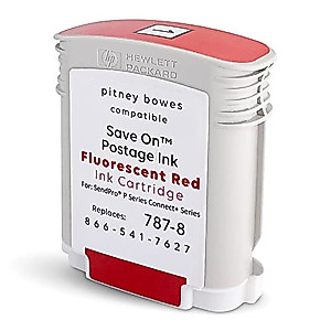 Save On Postage Ink 787-8 Compatible Pitney Bowes Postage Machine Red Ink- Cartridge for Sendpro P/Connect & Series Mailing System, 787 – 8 Red Fluorescent Ink Cartridge, Postage Meter Cartridge