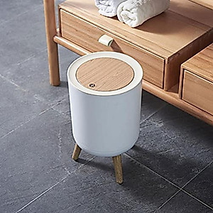 DOITOOL Trash Can Garbage Bin with Press Top Lid Modern Waste Basket Kitchen Waste Can Bucket for Kitchen Bathroom Bedroom Living Room Office White