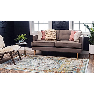 Unique Loom Baracoa Collection Area Rug - Cayo Hueso (5' 5" x 8' Rectangle, Light Blue/ Beige)