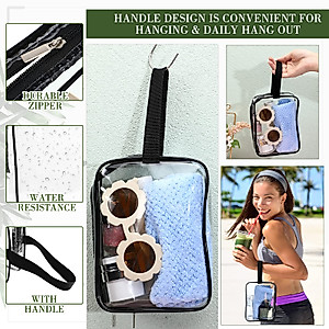 Silkfly 24 Pcs Clear Toiletry Bag PVC Travel Cosmetic Bag with Handle Strap Makeup Bag Vacation Valentine Salon Gift(Black)