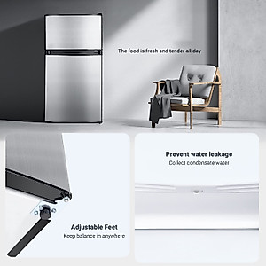 1256 Compact Refrigerator 3.2 Cu.Ft, 2-Door Mini Fridge With Freezer, Energy Saving, LED Inside, Low Noise, Upright Fridge Suitable For Apartment, Office Or Dorm-MVSFD321