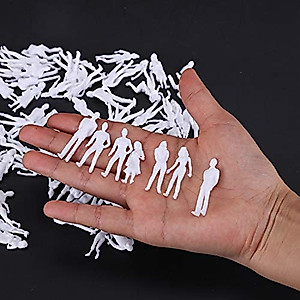 Fashionclubs 1:50 Scale Model People Unpainted Figures 100 Pieces Model Trains Architectural O Scale Standing and Sitting Little People Figures for Miniature Scenes, White Color