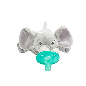 Philips AVENT Soothie Snuggle Pacifier Holder with Detachable Pacifier, 0m+, Elephant, SCF347/03