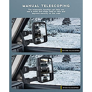 OCPTY A Pair of Towing Mirrors Replacement Fit For 1999-2007 for Ford for F250/for F350/for F450/for F550 Super Duty Pickup Tow Mirrors Power Adjusted Heated Turn Signal Light Black Housing