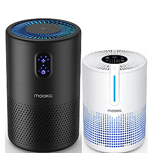 MOOKA Air Purifiers for Home Large Room up to 1076ft², H13 True HEPA Air Filter Cleaner, Odor Eliminator, Remove Smoke Dust Pollen Pet Dander, Night Light, 2 Packs