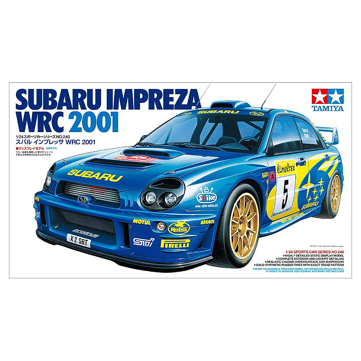 Tamiya Subaru Vehicle 300024240 Impreza WRC 2001 Car Model Kit 1:24, Multicoloured, 183.5 mm Length