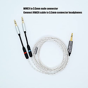 MMCX to 3.5mm Adapter Cable, Gold Plated Interface OFC Core Lossless Sound MMCX Female to 3.5mm Male Cable