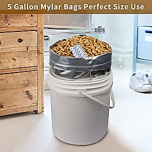 5 Gallon Mylar Bags with Oxygen Absorbers for Food Storage (20 Pack) Big Mylar Bags for Food Storage with 25 Single Sealed 2500CC Oxygen Absorbers & Labels Total 10.5 Mil Zipper Pouches SENDGREEN…