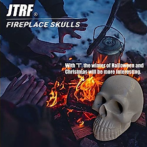 JTRF Ceramic Fireproof Skull Fire Pit,Halloween Firepit Skull Fire Logs for BBQ,Bonfire,Campfire | Fireplace Skulls Fireproof Ceramic Skulls for Fire Pit | for Gas, Propane,Wood Fires(Pack of 2)
