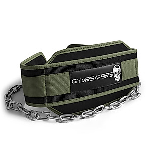 Gymreapers Dip Belt With Chain For Weightlifting, Pull Ups, Dips - Heavy Duty Steel Chain For Added Weight Training (Ranger Green)