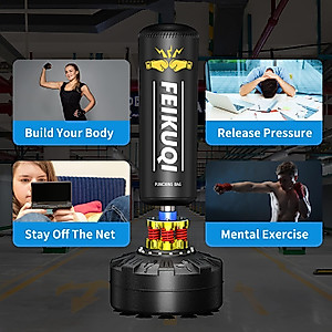 Jsepui Boxing Punching Bag with Stand Adult 70'', Heavy Punching Bag with Base, Stand Up Punching Bag Adult, Suction Cup for Adults - Kickboxing Bag for MMA Muay Thai Fitness