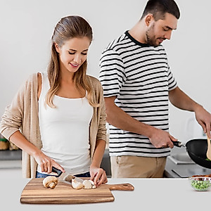 Acacia Wood Cutting Board with Handle Wooden Chopping Boards Charcuterie Board Kitchen Butcher Chopping Block Best Cutting Board for Meat Carving Cheese Serving Board Cutting Boards