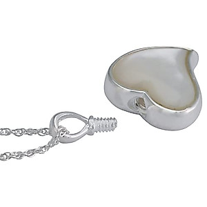 Heart Mother of Pearl Pendant and Necklace for Ashes, Sterling Silver, Cremation Jewelry for Ashes
