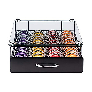Rice rat Vertuo Capsule Holder Drawer for Nespresso With Glass For Cabinet Vertuoline Pod Storage Rack For Counter (Class-40 Pods（With handle）)