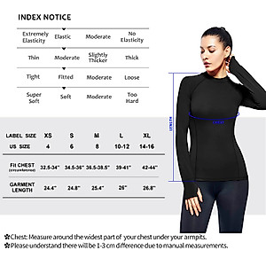 Athletic Tops for Women Long Sleeve Mock Neck Running Shirt with Thumb Holes Dry Fit(Black,XL)