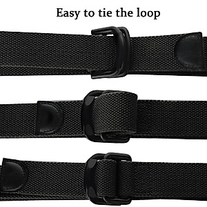 Bluecton Mens Belts Plus Size Canvas Belt Double D Ring Black Fabric Cloth Plus Size 55inch for Waist 43-46