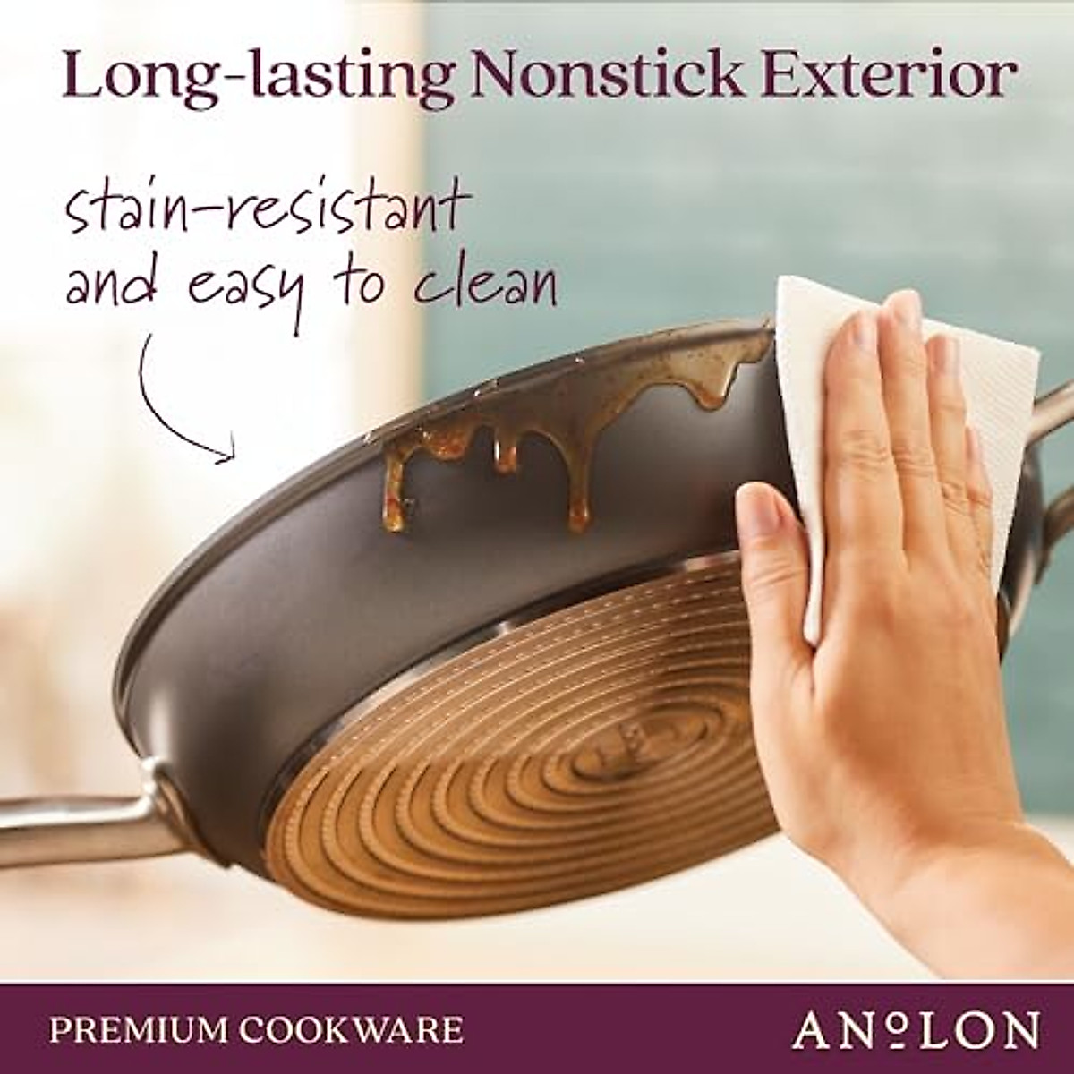 Anolon Accolade Forged Hard Anodized Nonstick Deep Frying Pan / Skillet with Helper Handle and Lid, 12 Inch - Moonstone Gray