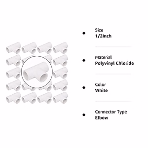 CEE 20 Pack 3 Way 1/2 Inch Tee PVC Fittings, 1/2inch SCH 40 PVC Pipe Fitting Adapter for Water Supplies Build PVC Furniture DIY Garden Shelf Greenhouse (Socket *Socket*Socket)
