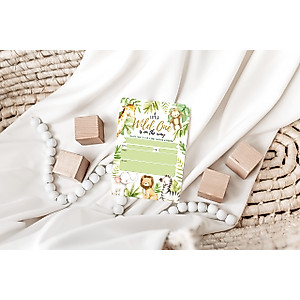 Your Main Event Prints Jungle Baby Shower Invitations, Safari Elephant, Giraffe, Lion and Monkey Baby Shower Invites with Diaper Raffles Cards, Sprinkle, 20 Invites Including Envelopes