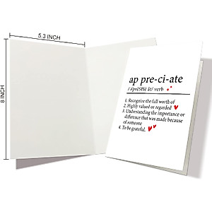 ONECHI Cute Appreciate Definition Card, Funny Thank You Card for Him Her, Lovely Thankful Greeting Card for Teacher Boss