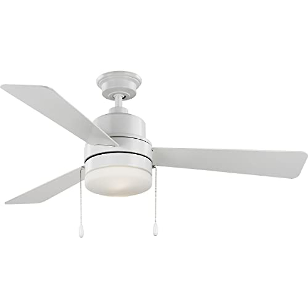 Progress Lighting P250076-028-WB Trevina V 3-Blade Modern Indoor Ceiling Fan Satin White with Light Kit and White Opal Shade
