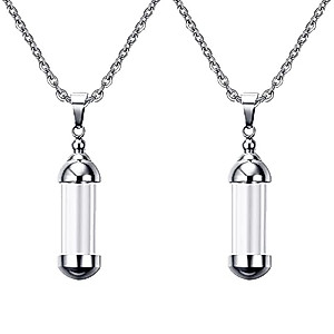 freneci 2X Blood Vial Necklace Kit, Cremation Urn Necklace for Ashes, Tube Necklace Pendant, Cremation Urns Jewelry for Ashes Holder Keepsake Memorial
