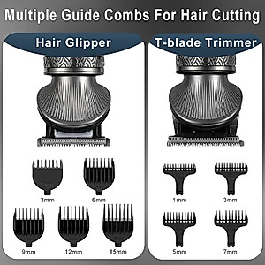 Hatteker Beard Trimmer Kit for Men Professional Hair Clipper Trimmer T-Blade Trimmer Nose Trimmer Beard Hair Shaver Nose Trimmer Hair Cuttint Kit Body Grooming Kit Cordless 6 in 1