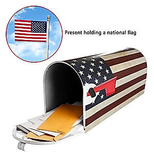 Memorial Day Anniversary God Bless Us Magnetic Mailbox Covers and Hand Waving Flag for Veterans Day,Wooden Stick Flag and Magnetic Letter Post Box Wraps Cover for Outdoor Home Garden Decor