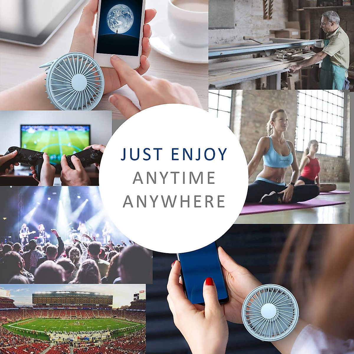 Aquatrend Personal Mini Wrist Fan,3 Speed Pocket Fan with Adjustable Wristband,Protable USB Rechargeable Watch Fan for Indoor And Outdoor (Blue)