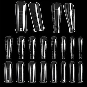 Makartt Nail Dual Forms for Poly Nail Gel 72PCS Square Coffin Clear Nail Molds for Solid Gel Builder Extension Hard Gel for Nails Full Cover Fake Nails Acrylic Nail Forms With Scale Nail Art Supplies